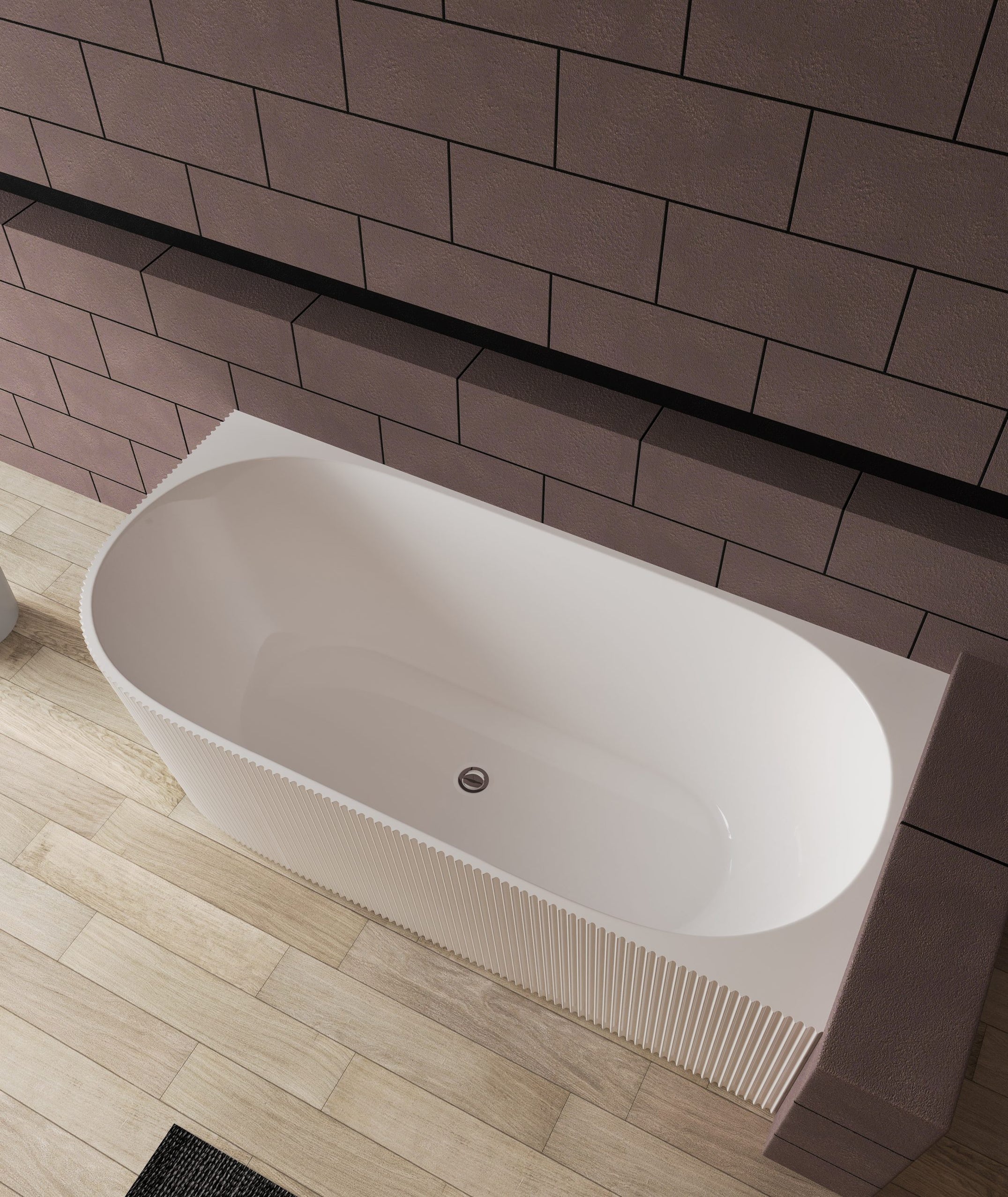 Sorrento Fluted Groove 1500mm Corner (Right) Gloss White Bathtub AC-15 ...