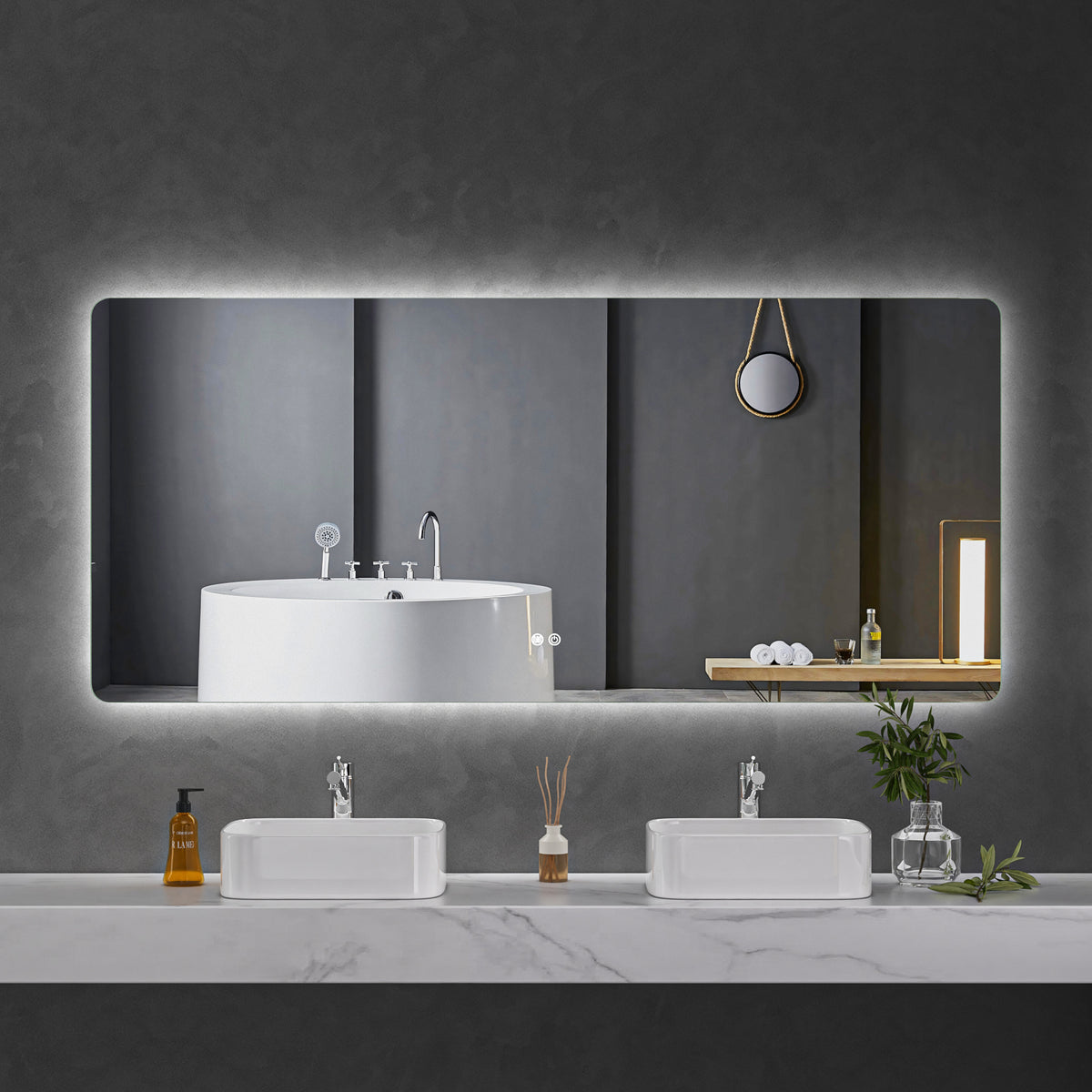 LED Mirror 1800x800 Rectangular Frameless Touch Backlit LED Mirror ...