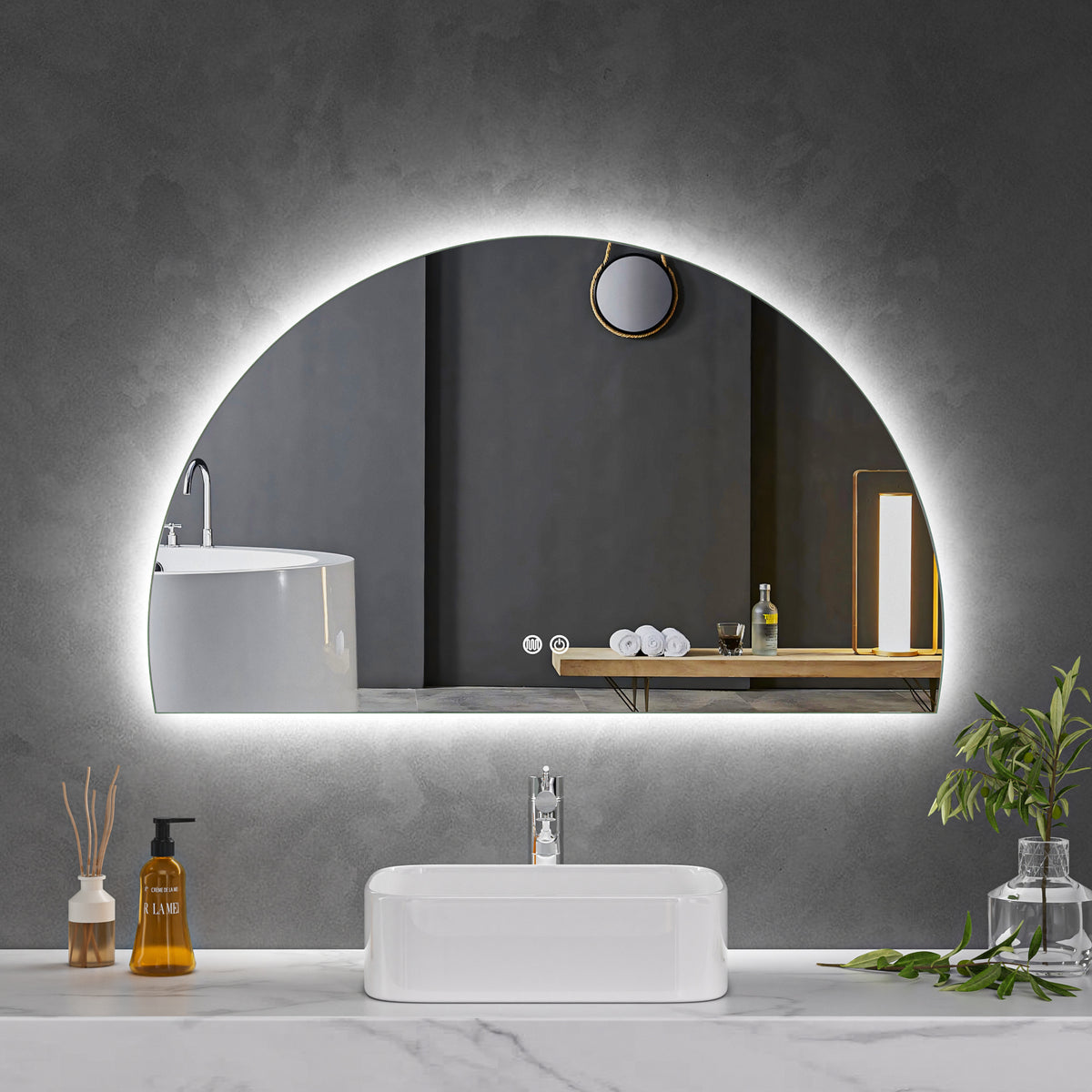 LED Mirror 1000x600 Arched Frameless Touch Backlit LED Mirror MR4-1006 ...