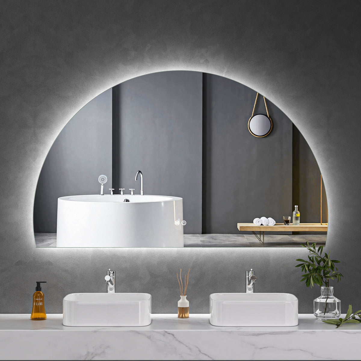 LED Mirror 1500x900 Arched Frameless Touch Backlit LED Mirror MR4-1509 ...