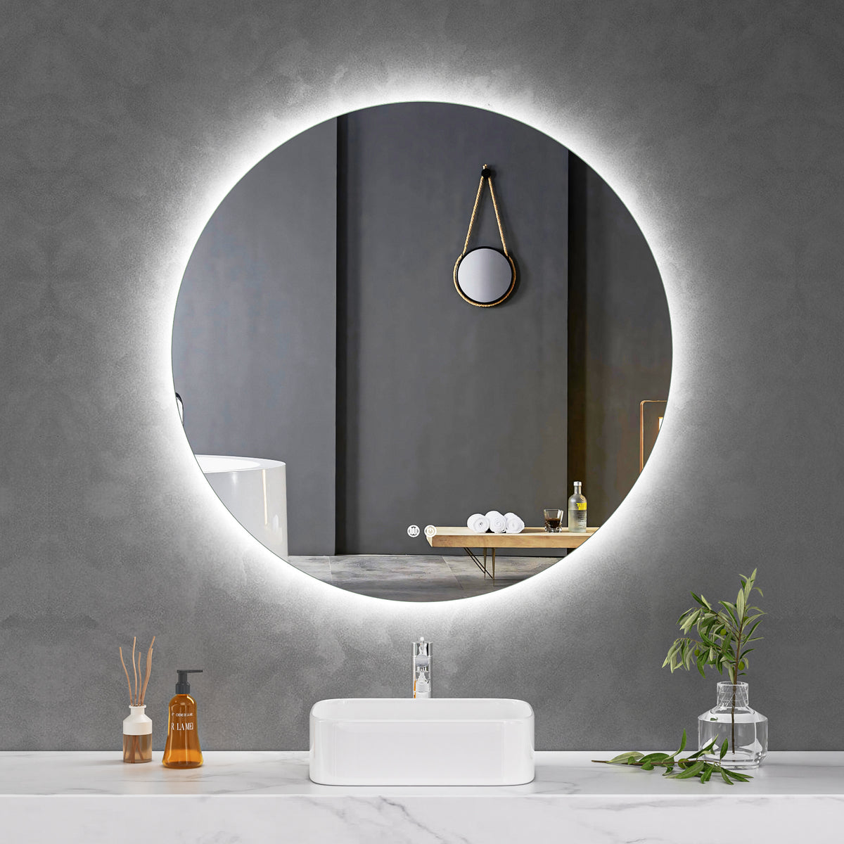LED Mirror 1000mm Round Frameless Touch Backlit LED Mirror MR7-100 ...